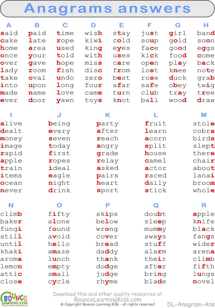 Anagrams - PORTALLAS