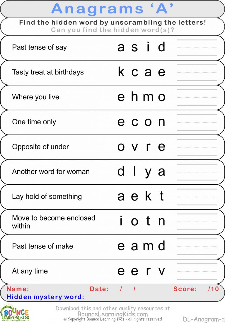 Anagrams - PORTALLAS